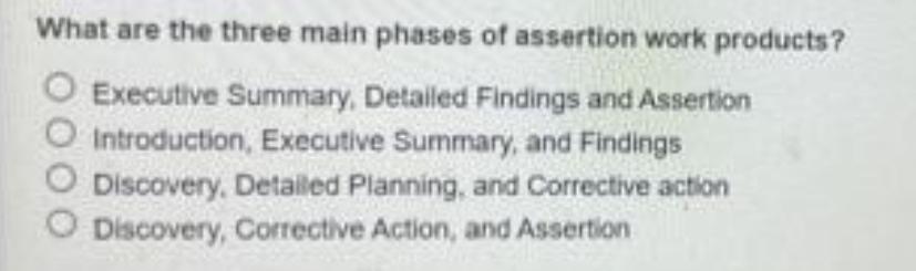 Solved What are the three main phases of assertion work | Chegg.com