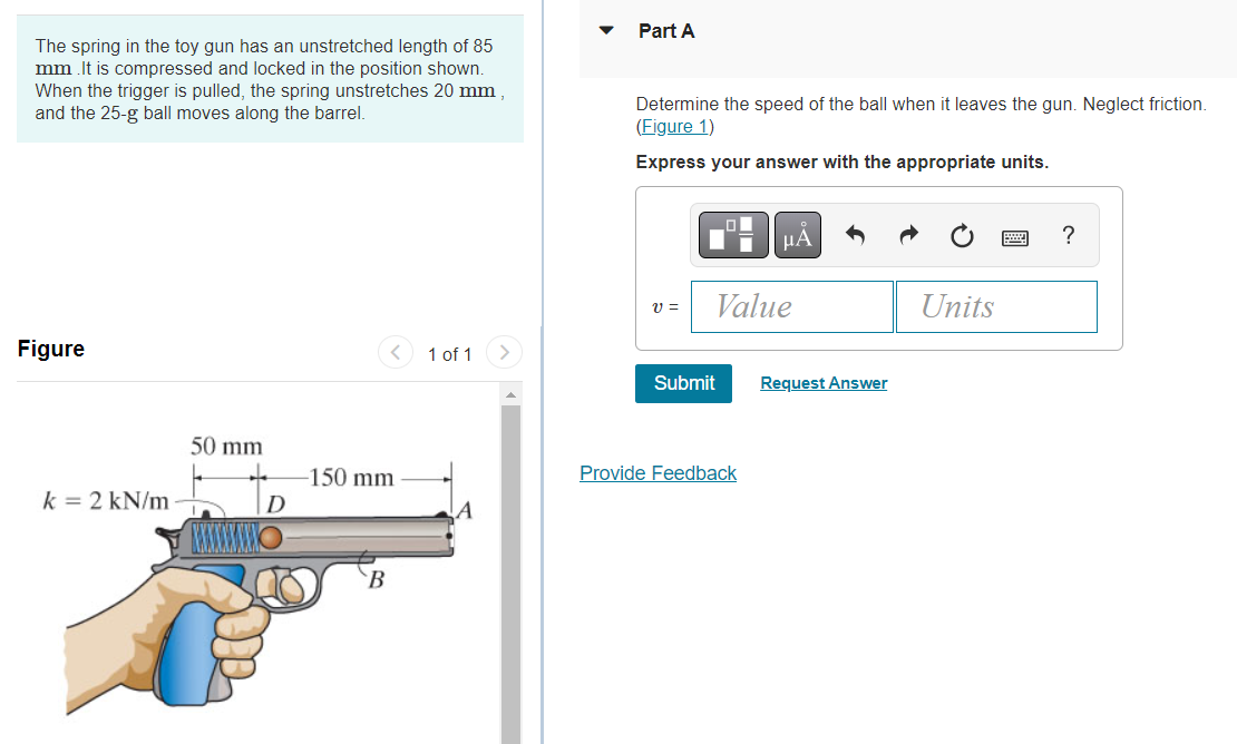 Solved The spring in the toy gun has an unstretched length | Chegg.com