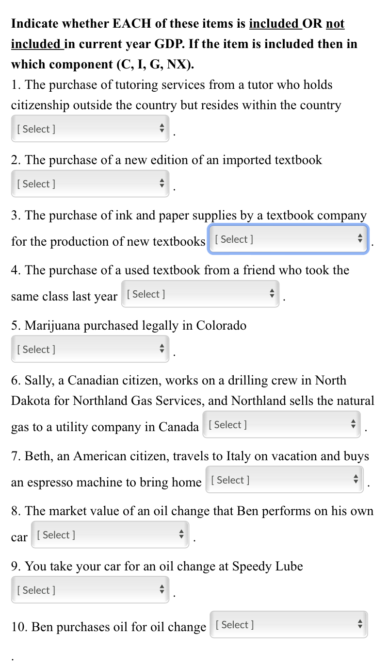 Solved Indicate whether EACH of these items is included OR | Chegg.com