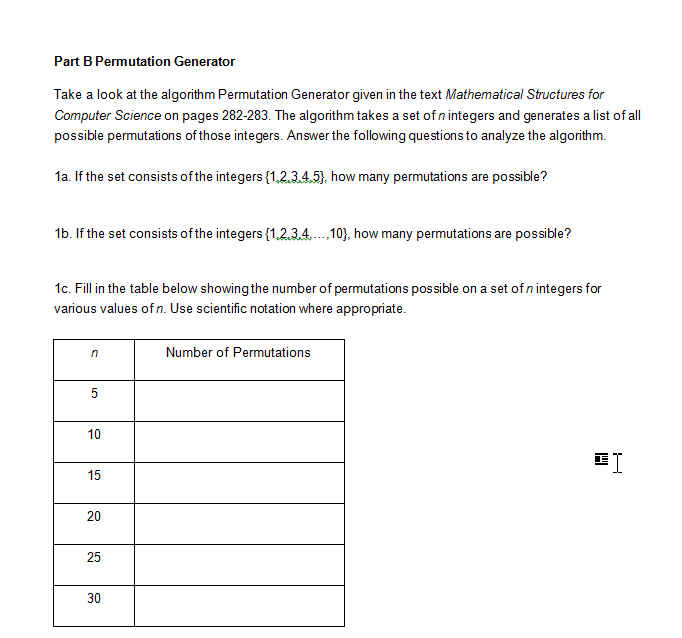 Solved Part B Permutation Generator Take a look at the | Chegg.com