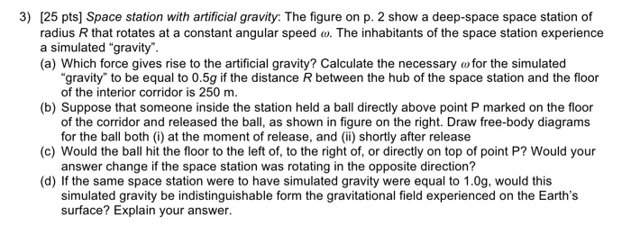 Solved 3) [25 pts] Space station with artificial gravity: | Chegg.com