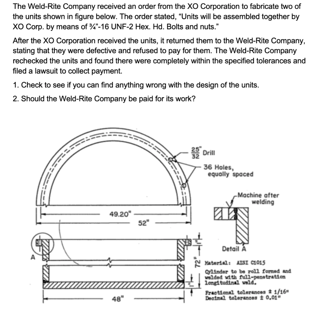 The Weld-Rite Company received an order from the XO | Chegg.com