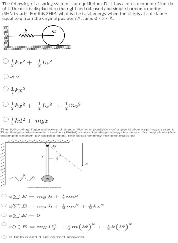 Solved The following disk-spring system is at equilibrium. | Chegg.com
