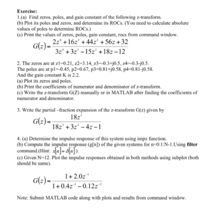 Solved Exercise Find Zeros Poles And Gain Constant Of 