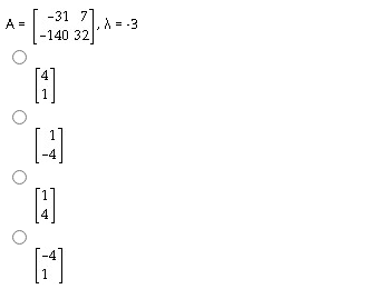 Solved A=[−31−140732],λ=⋅3 [41] [1−4] [14] [−41] | Chegg.com