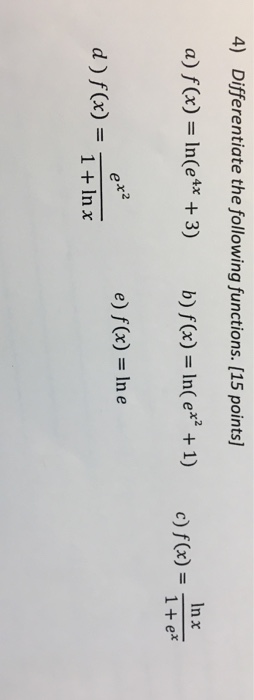 Solved Differentiate the following functions. a) f(x) = | Chegg.com
