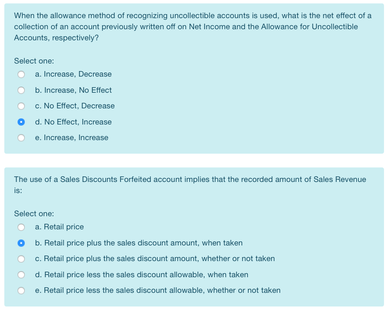 Solved When the allowance method of recognizing | Chegg.com