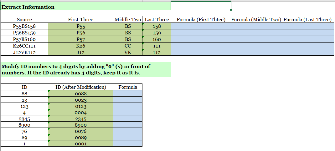 Solved Extract InformationModify ID numbers to 4 ﻿digits by | Chegg.com