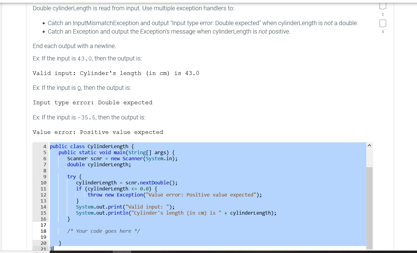 Solved Double cylinderLength is read from input. Use | Chegg.com