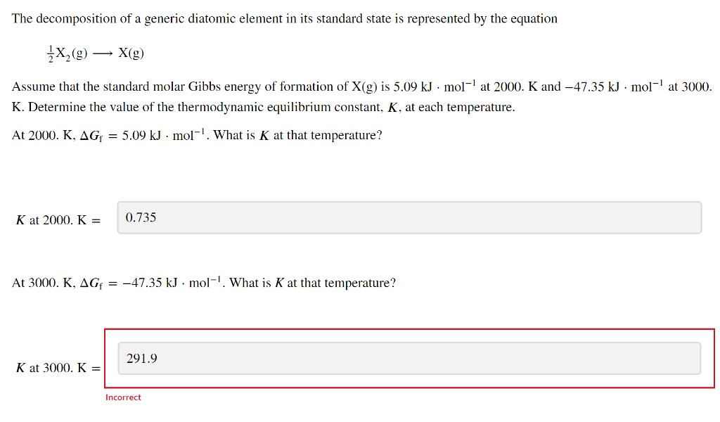 Solved The decomposition of a generic diatomic element in | Chegg.com