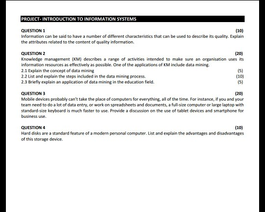 Solved PROJECT - INTRODUCTION TO INFORMATION SYSTEMS | Chegg.com