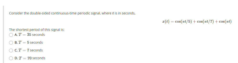 Solved Consider the double-sided continuous-time periodic | Chegg.com
