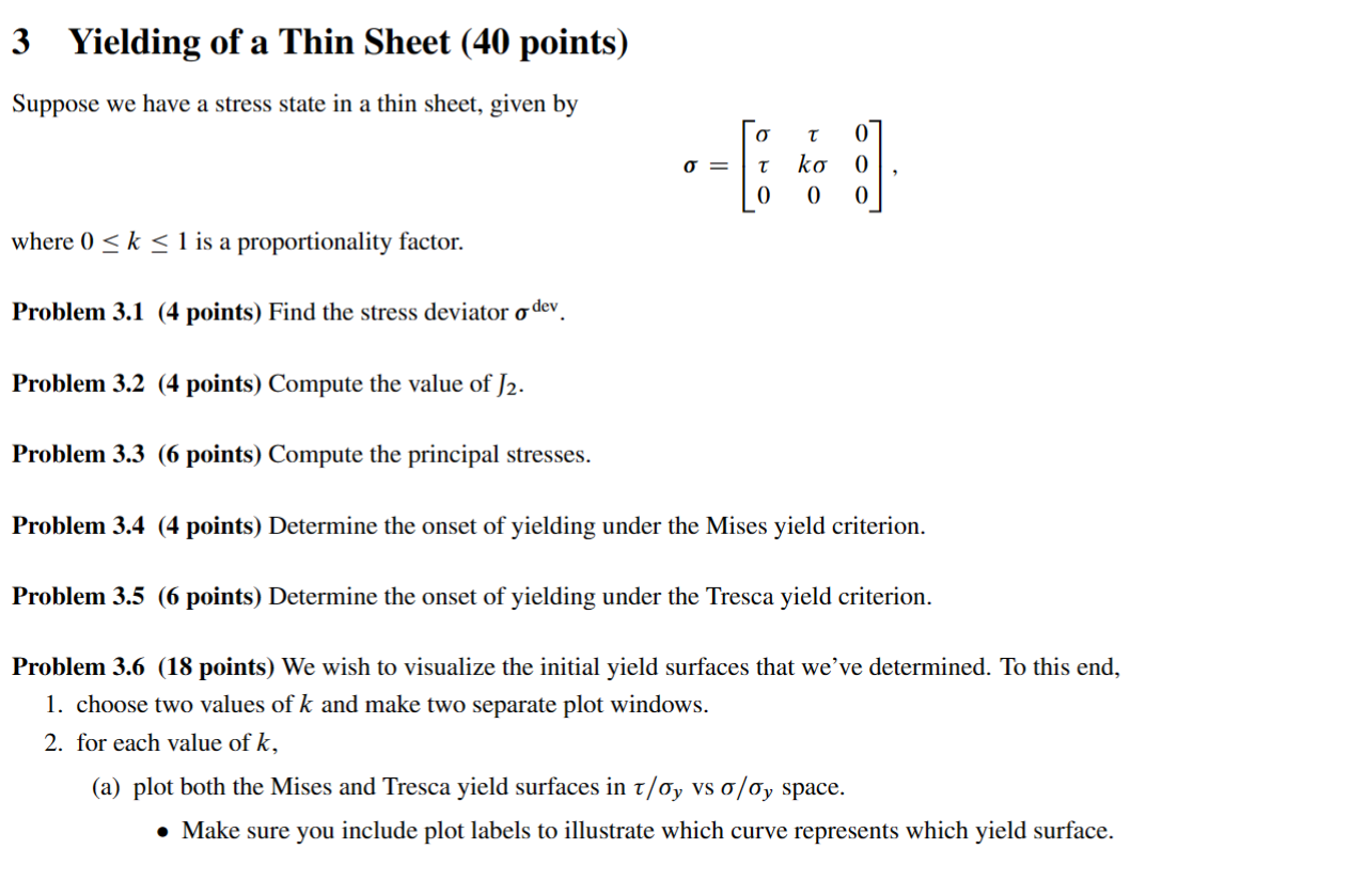 Solved 3 Yielding of a Thin Sheet (40 points) Suppose we | Chegg.com