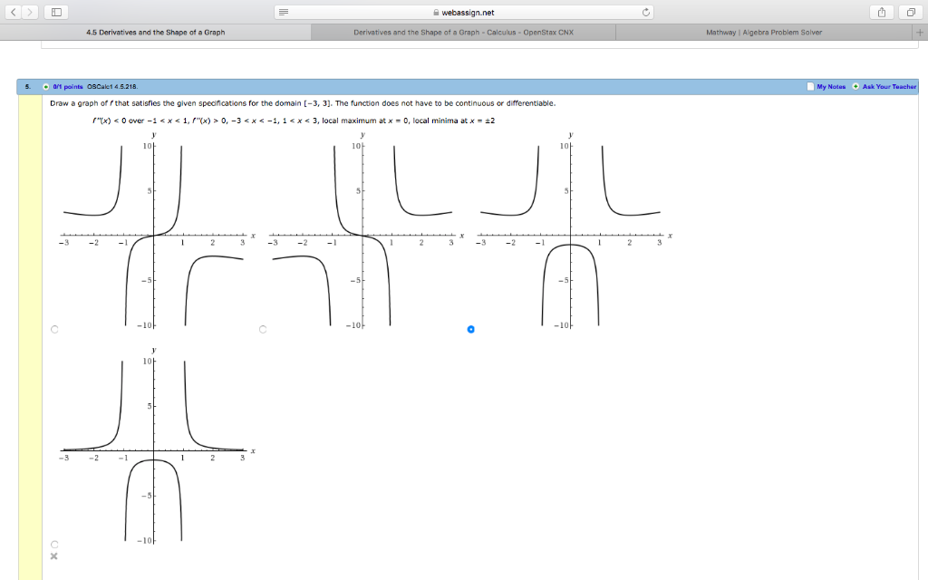 Question: Mathway Aigebra Problem Solver 4.5 Derivatives And The Shape ...