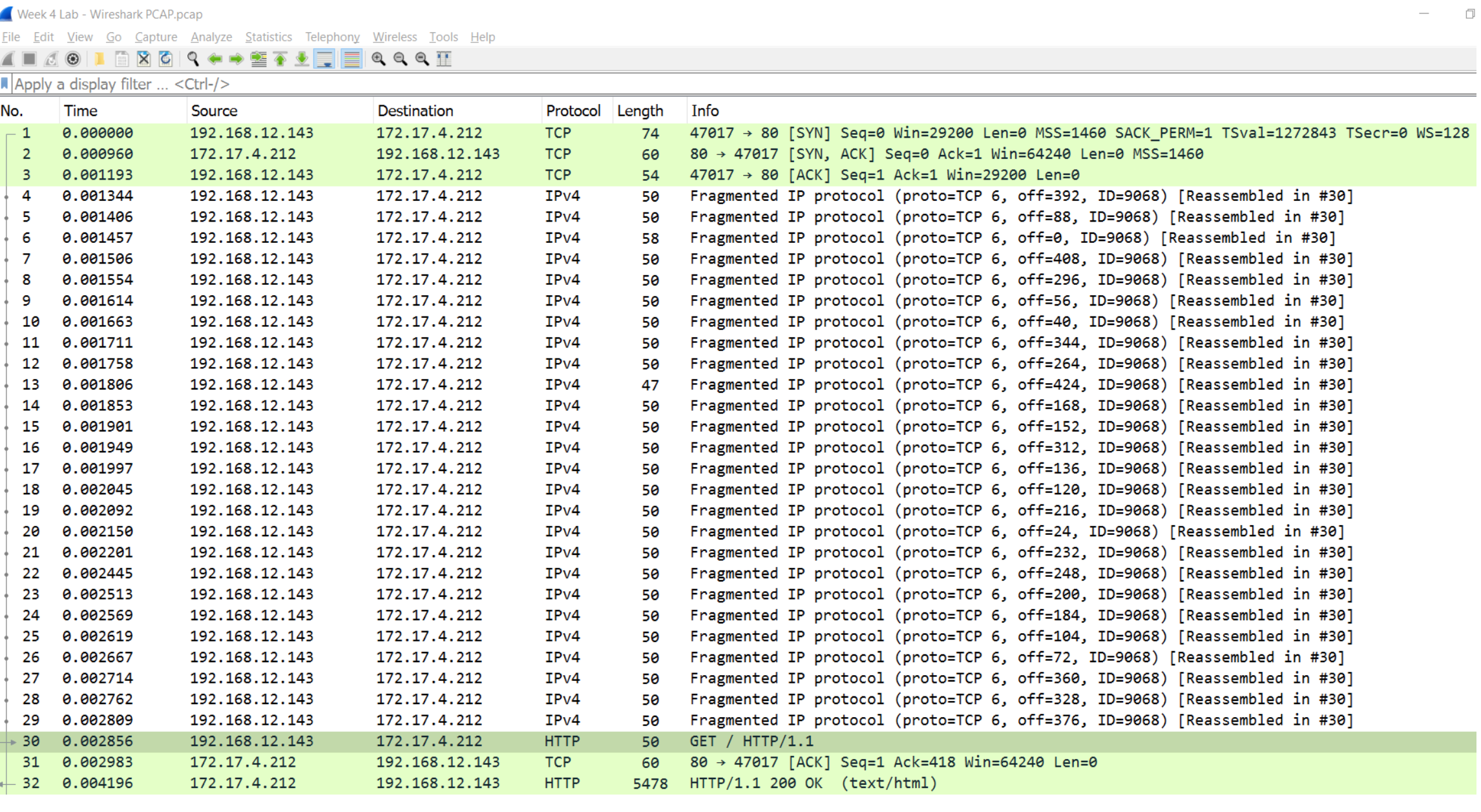 Solved Week 4 Lab - Wireshark PCAP.pcap File Édit View Go | Chegg.com