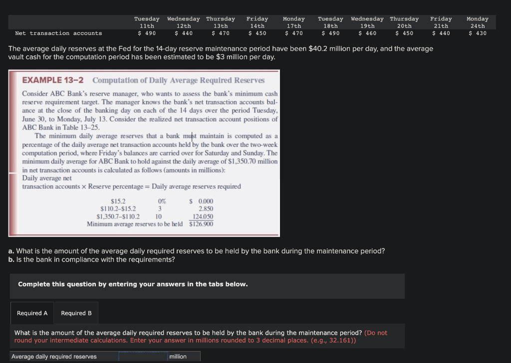 Solved EXAMPLE 13-2 Computation of Daily Average Required | Chegg.com