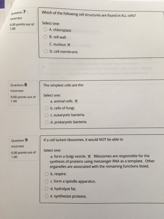 Solved Question 7 Which of the following cell structures are | Chegg.com