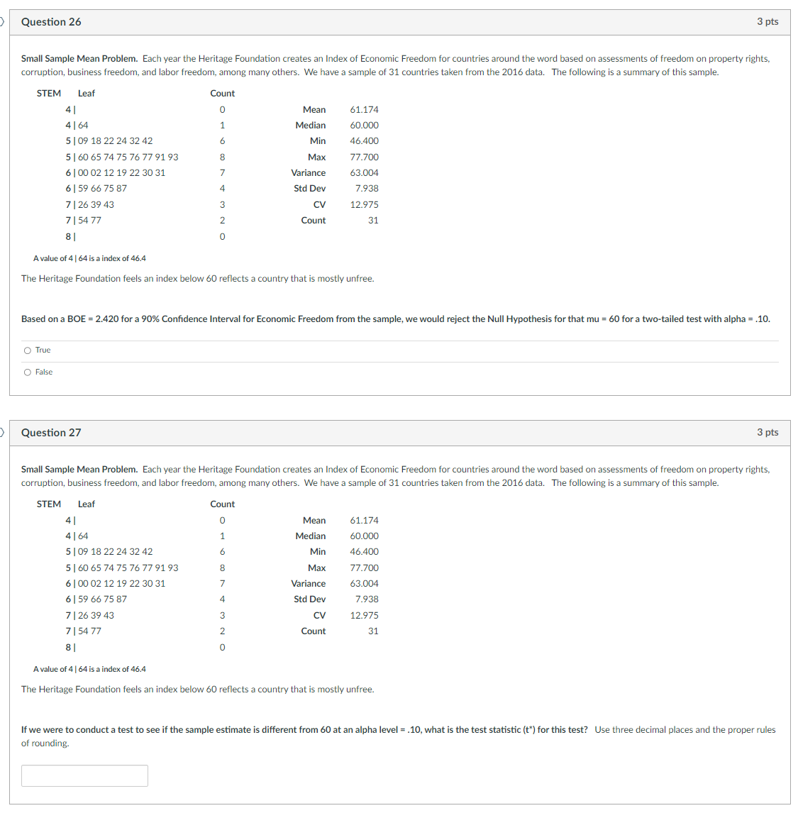 Solved Small Sample Mean Problem. Each year the Heritage | Chegg.com