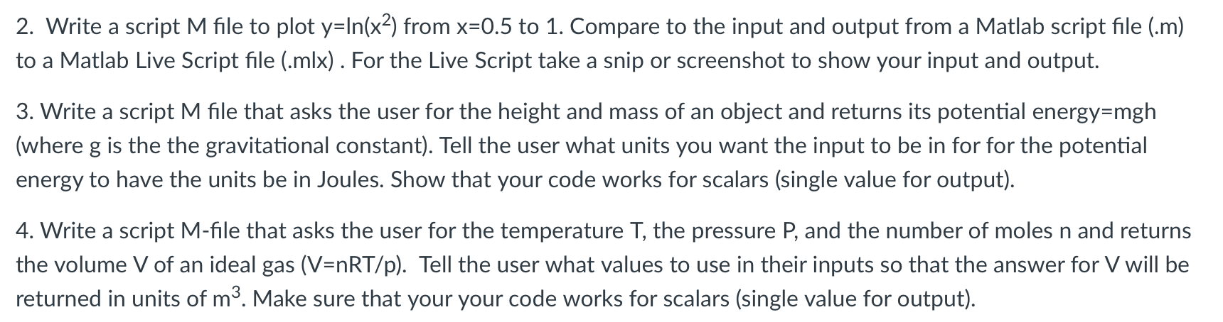 Solved 2. Write a script M file to plot y=In(x2) from x=0.5 | Chegg.com