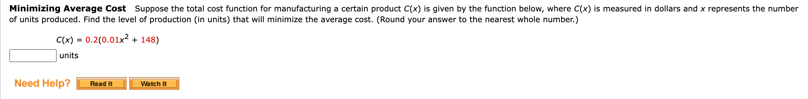 Solved Minimizing Average Cost Suppose the total cost | Chegg.com