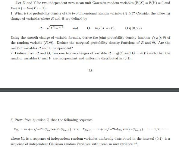 Solved Let X and Y be two independent zero-mean unit | Chegg.com
