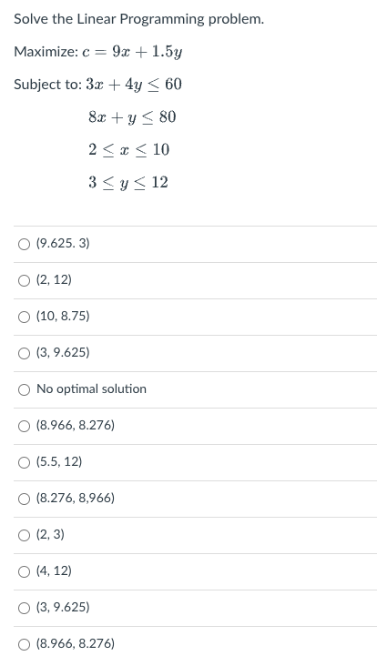 Solve the Linear Programming problem.Maximize: | Chegg.com