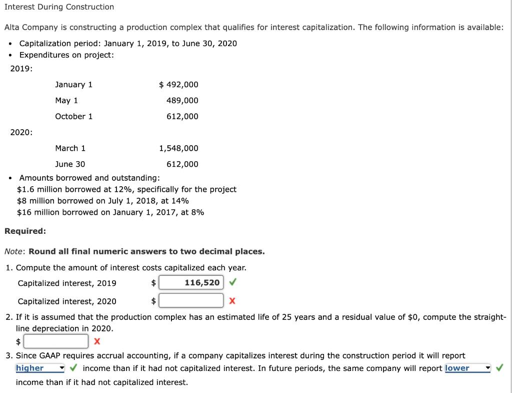 Solved Interest During Construction . Alta Company is | Chegg.com
