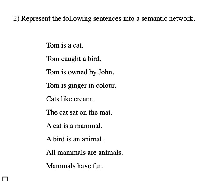 2) ﻿Represent the following sentences into a semantic | Chegg.com