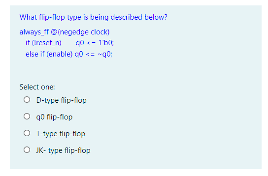 Solved What flip-flop type is being described below? | Chegg.com