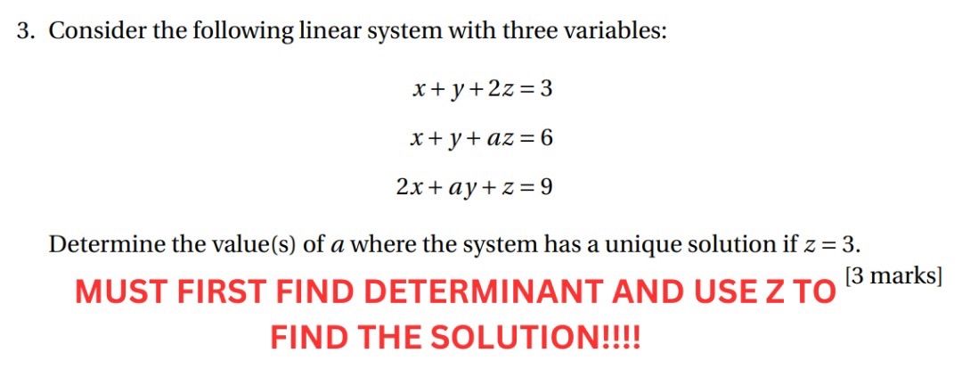 Solved by an EXPERT Consider the following linear system with three | Chegg.com
