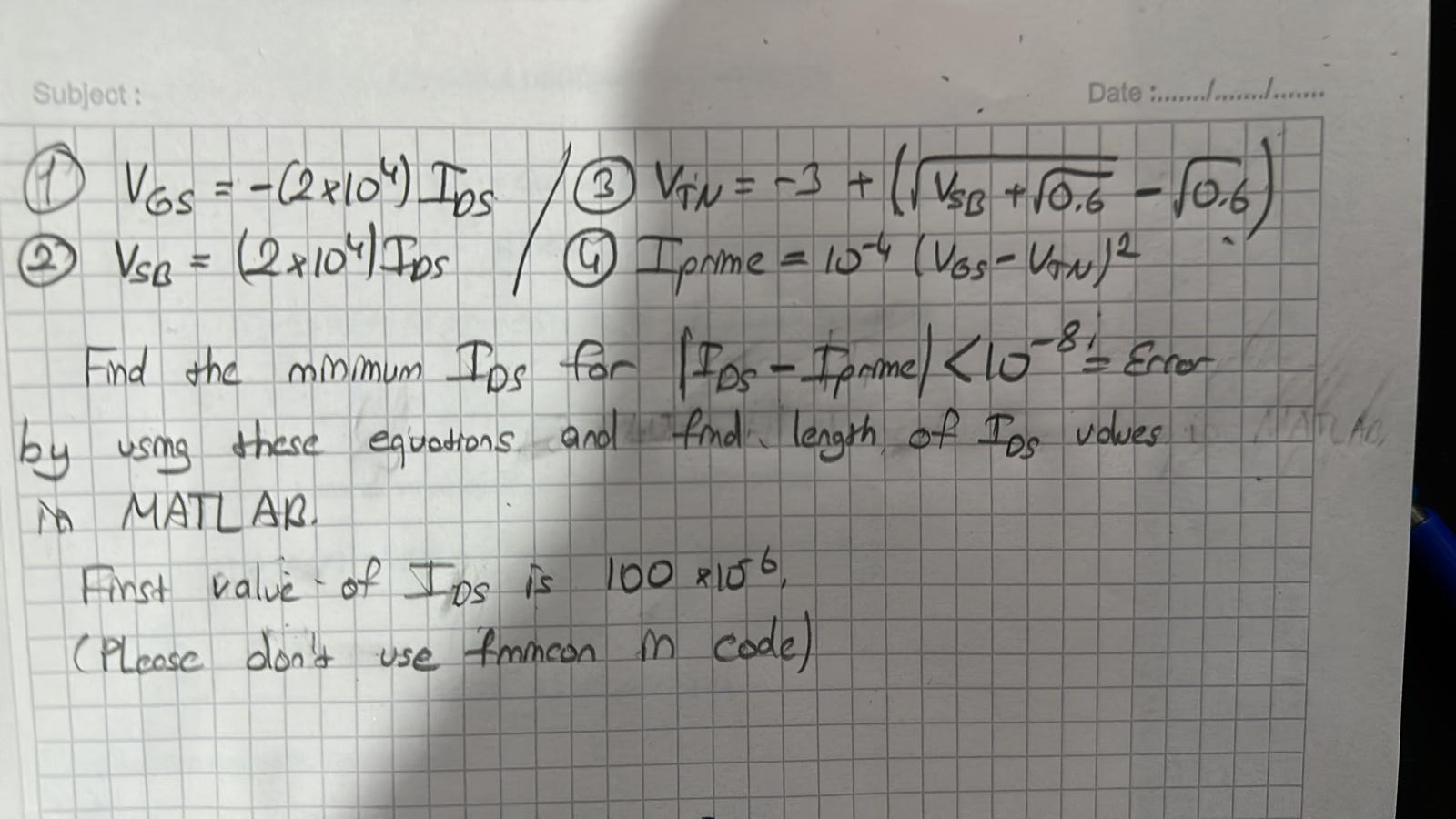 Solved (Pleose don't use fmincon in code) | Chegg.com