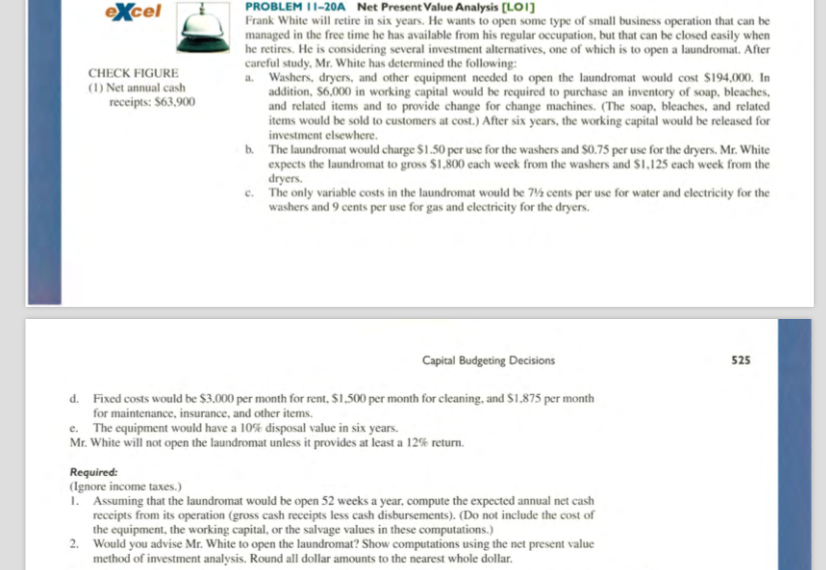 Solved PROBLEM II-20A Net Present Value Analysis [LOI] Frank | Chegg.com