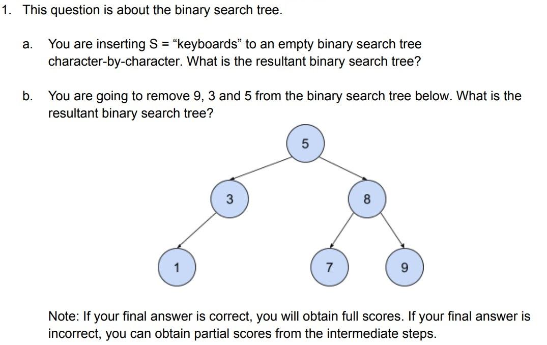 Solved This question is about the binary search tree. a. You | Chegg.com