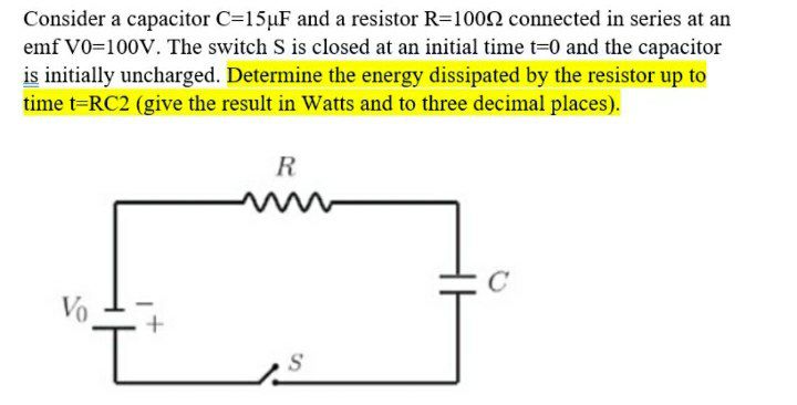 Solved Consider a capacitor C=15uF and a resistor R=10092 | Chegg.com