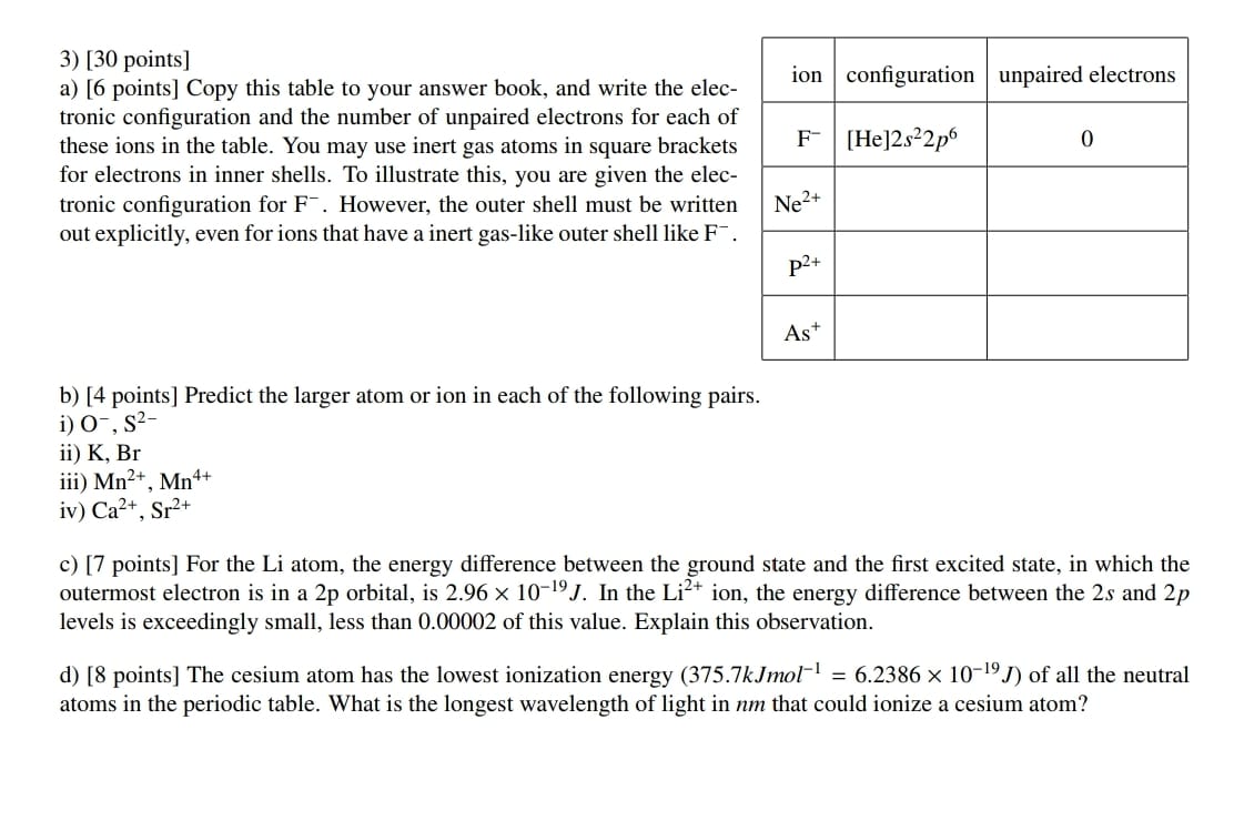 Solved 3) [30 points] a) [6 points] Copy this table to your | Chegg.com