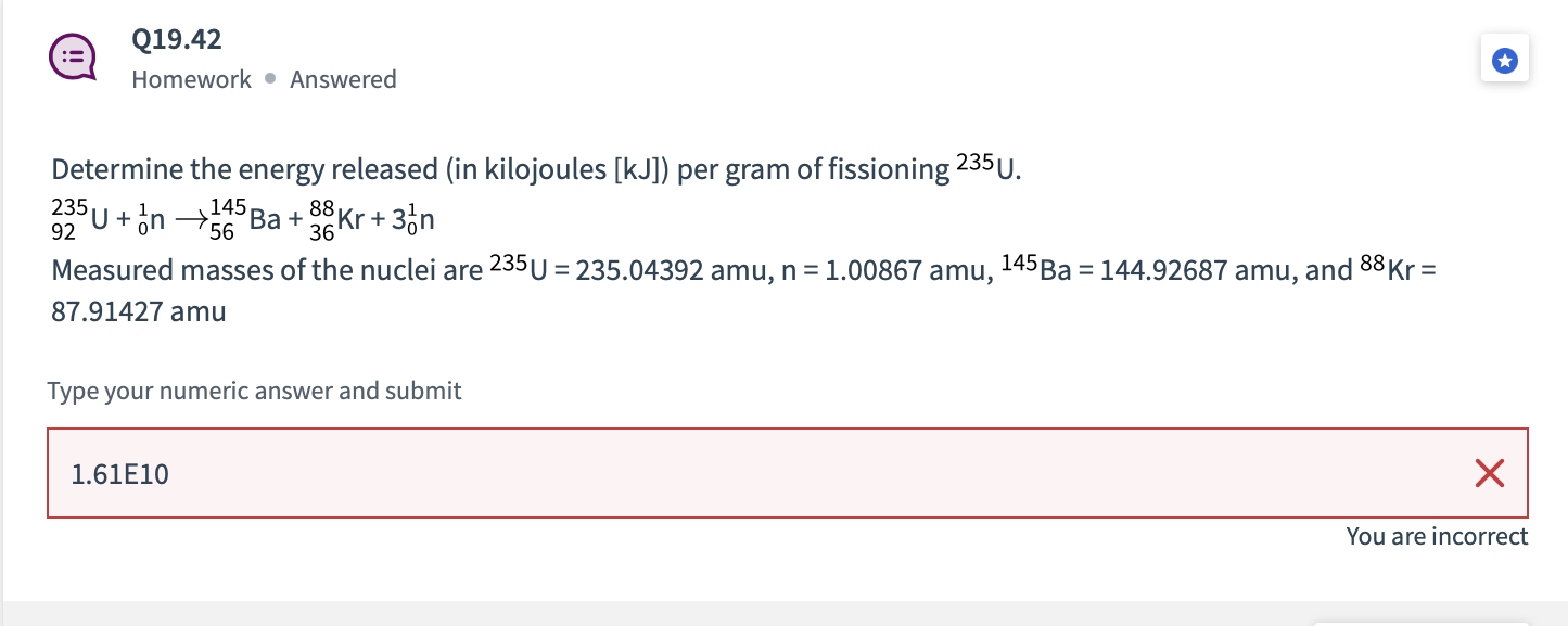 Solved Q19.44 Homework • Unanswered Determine the Q value in | Chegg.com