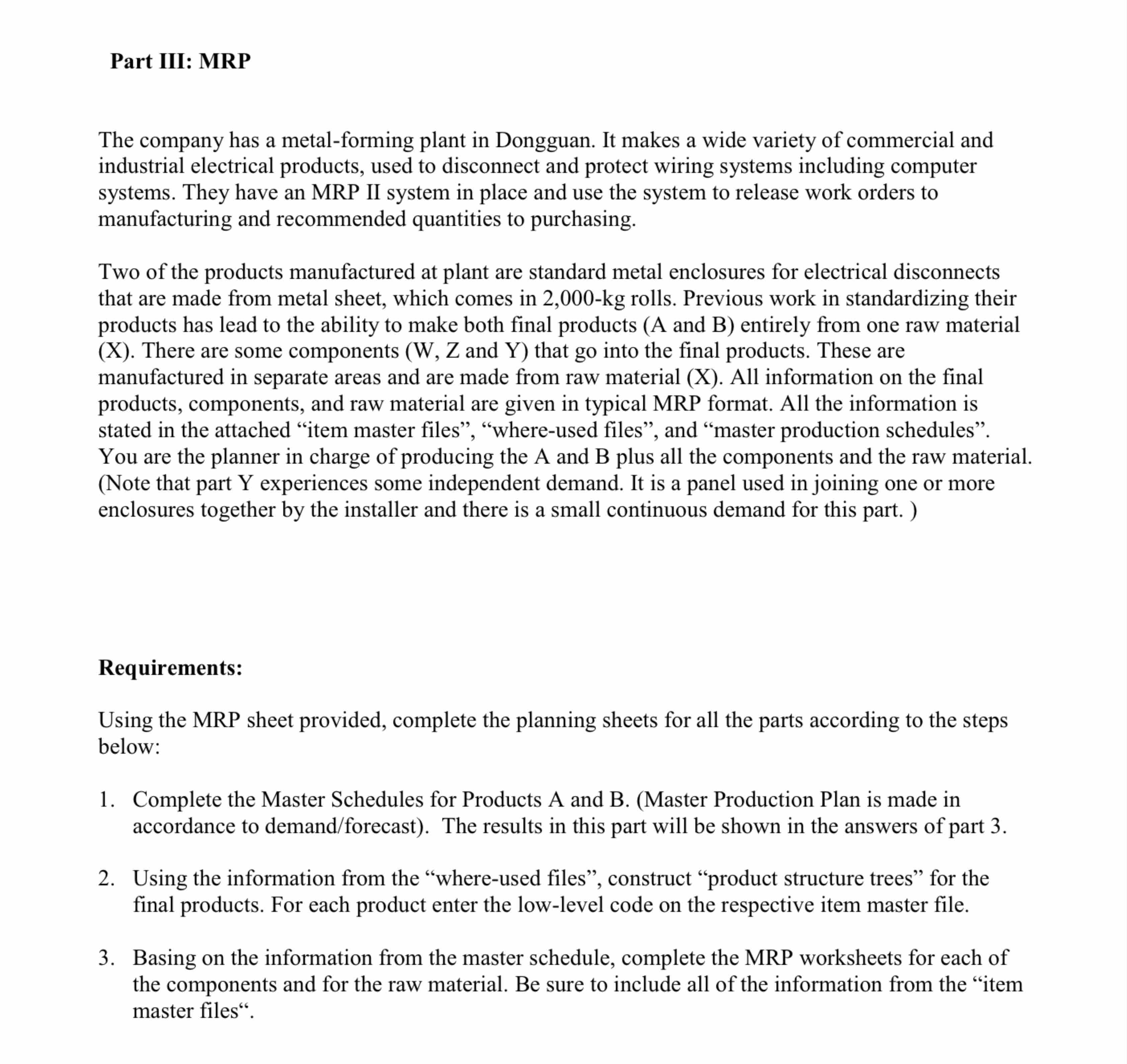 Solved Complete the Master Schedules for Products A and | Chegg.com