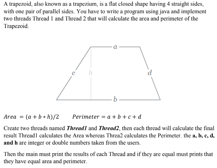 Solved A trapezoid, also known as a trapezium, is a flat | Chegg.com