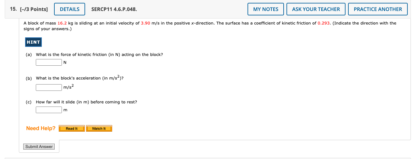 Solved signs of your answers.) (a) What is the force of | Chegg.com