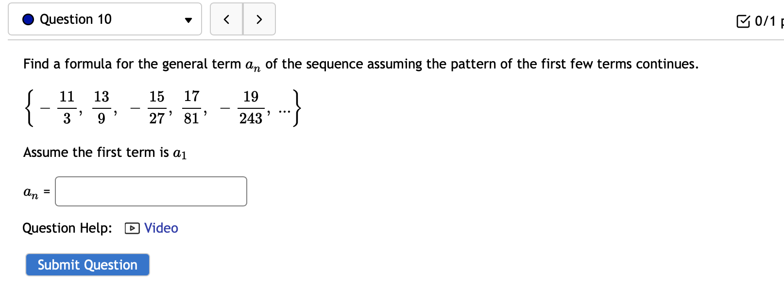 Solved Question 10 50/1 Find a formula for the general term | Chegg.com