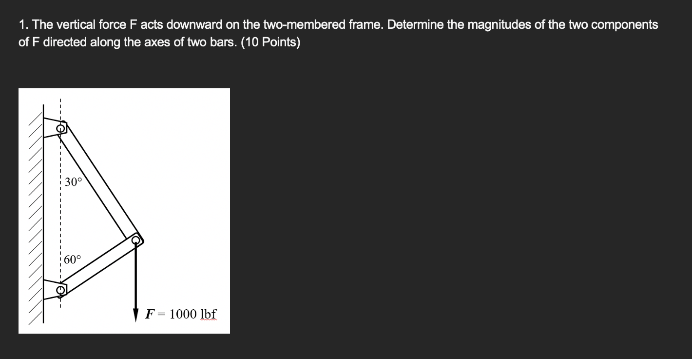 [Solved]: 1. The vertical force F acts downward on the two