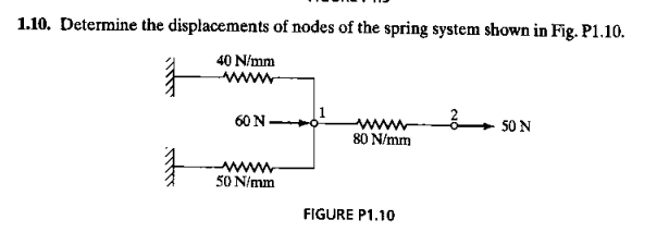 Solved 1.10. Determine the displacements of nodes of the | Chegg.com