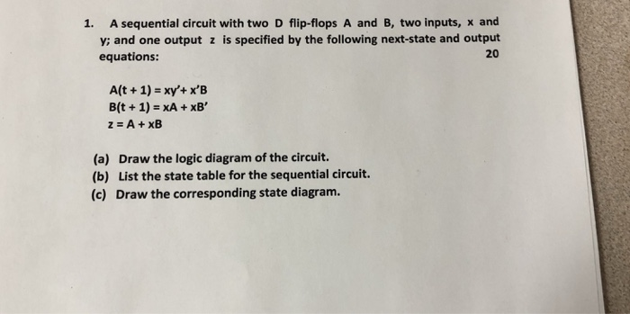 Solved 1 A Sequential Circuit With Two D Flip Flops A And 4194