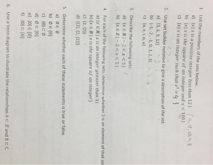 Solved 1. List the members of the sets below: a) (xlx is a | Chegg.com