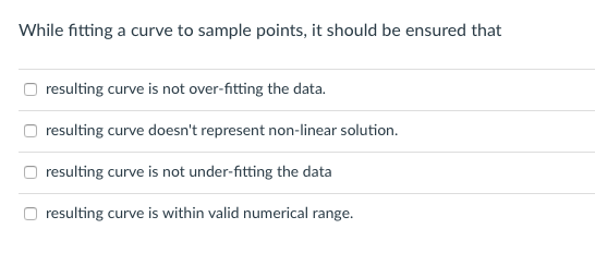 Solved While fitting a curve to sample points, it should be | Chegg.com