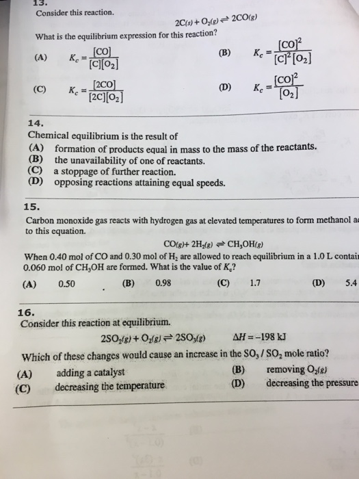 Solved Consider this reaction. 2C(s) + O_2(g) 2CO(g) What | Chegg.com