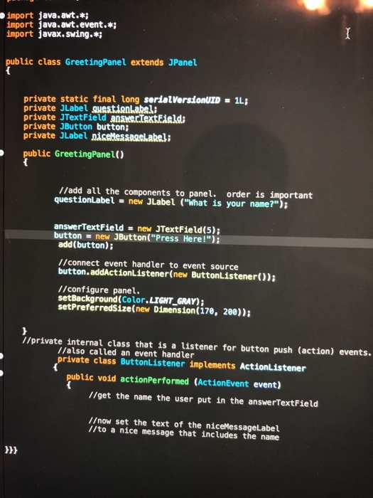Solved I need help i added the greetings panel and nothing | Chegg.com