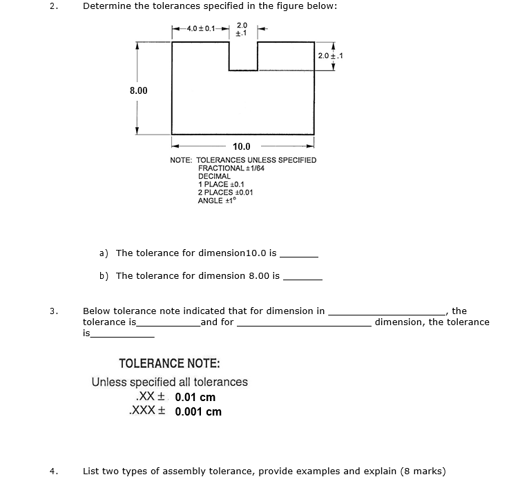 Solved 2. Determine the tolerances specified in the figure | Chegg.com
