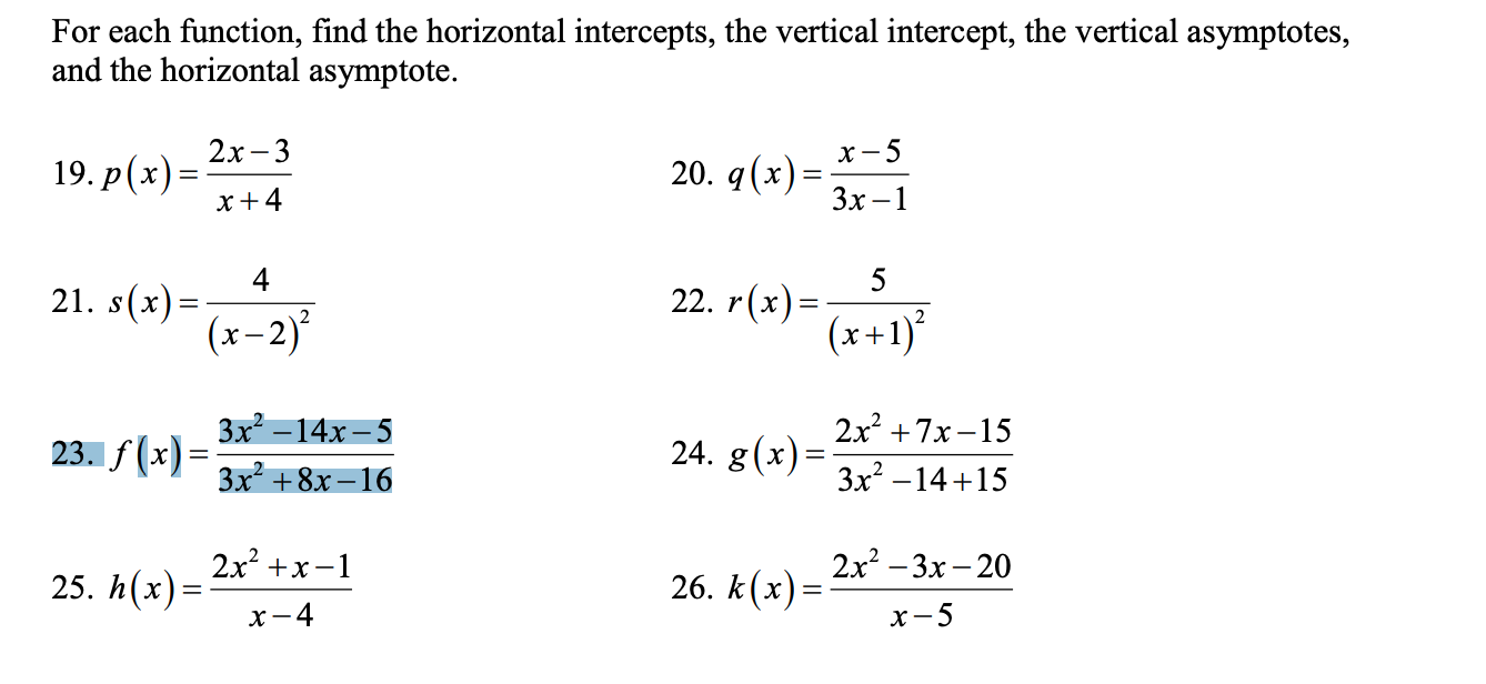 Solved Find the vertical and horizontal intercepts of each | Chegg.com