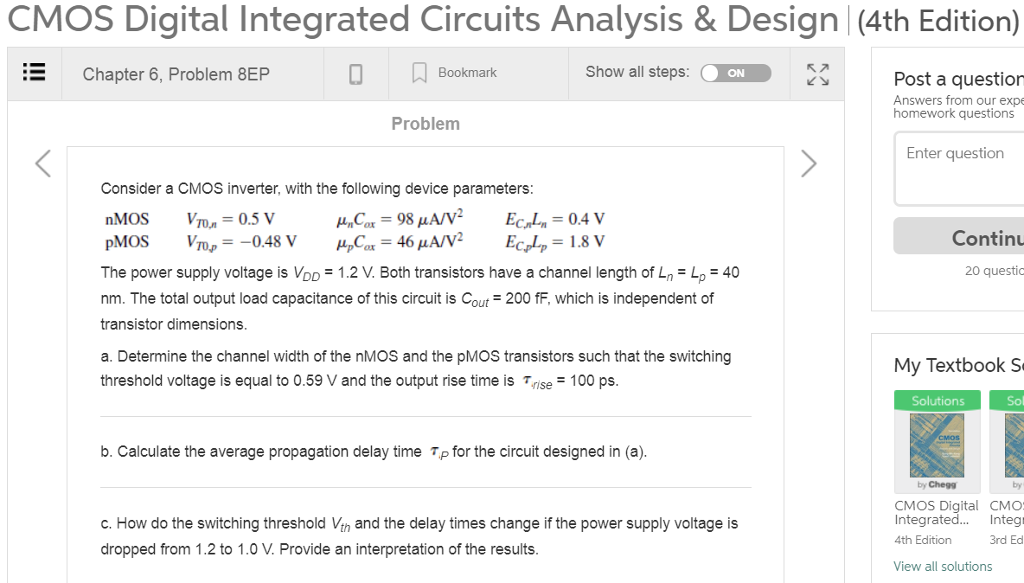 Solved CMOS Digital Integrated Circuits Analysis & Design | Chegg.com